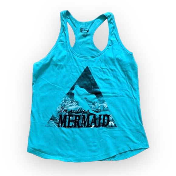 Disney | Tops | Disney Little Mermaid Ariel Blue Racerback Tank Top ...